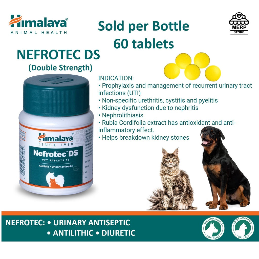 Himalaya Nefrotec DS (Double Strength) 60 tablets Dogs and Cats UTI Ki ...